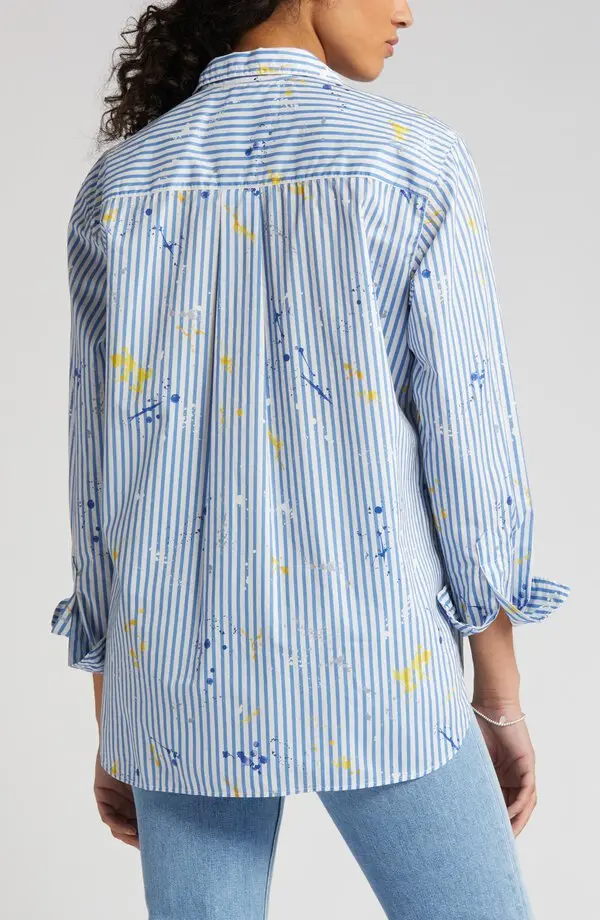 Frank & Eileen Joedy Paint Splatter Stripe Relaxed Button-Up Shirt